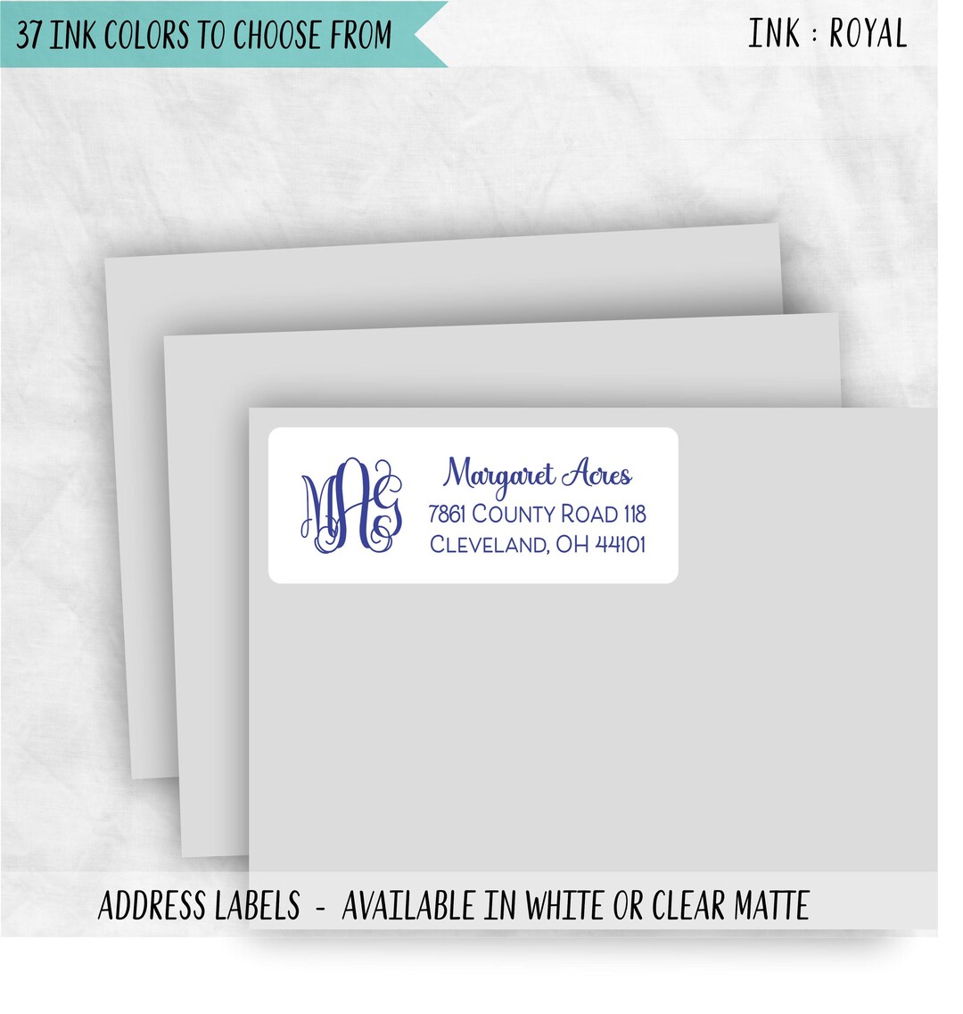 Colorful Interlocking Monogram Address Labels: Personalized Stationery ...