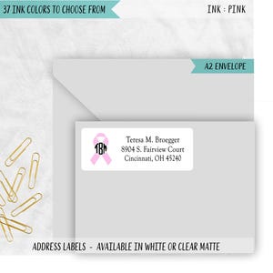 Awareness Ribbon Monogram Address Labels: Ovarian & Breast Cancer ...