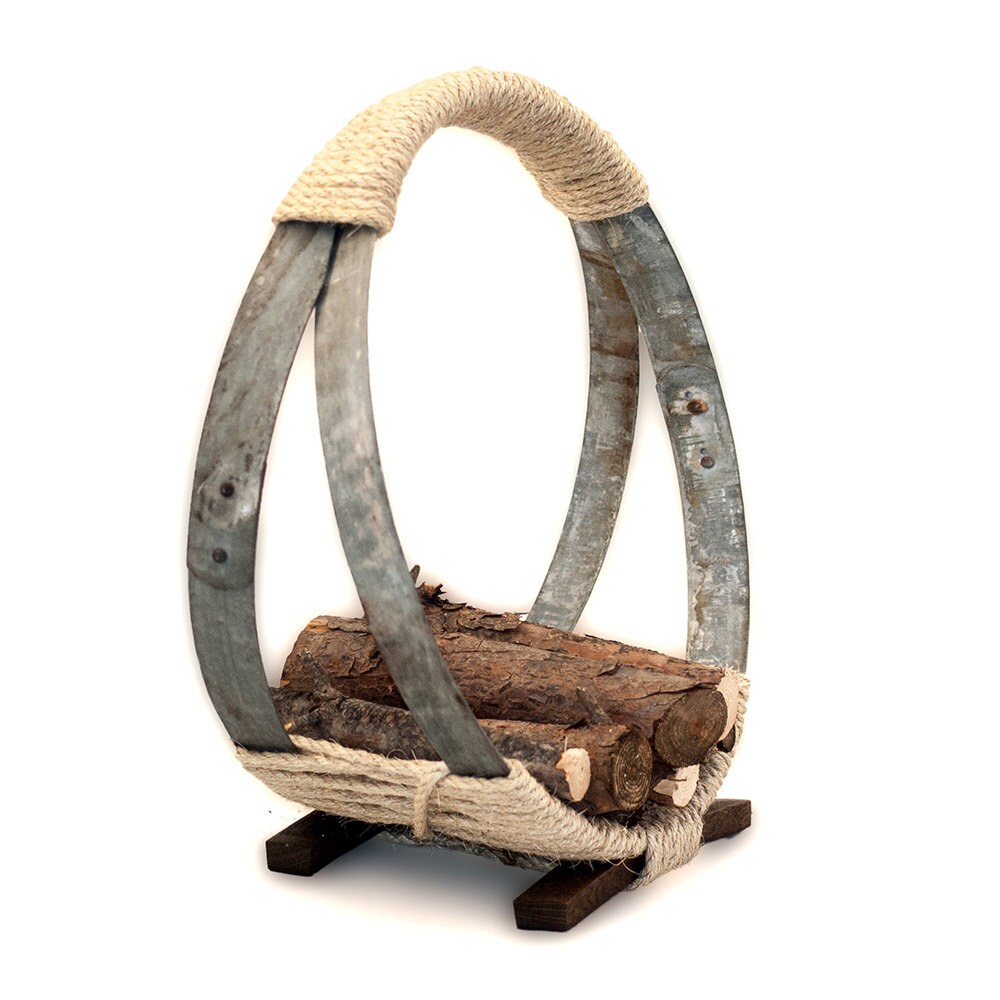 Reclaimed Barrel Hoop Firewood Rack - Etsy