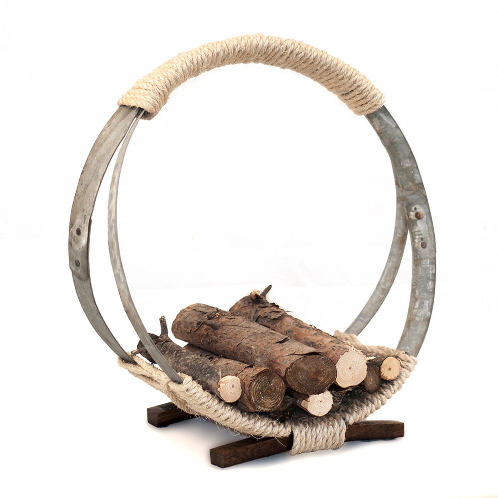 Reclaimed Barrel Hoop Firewood Rack - Etsy