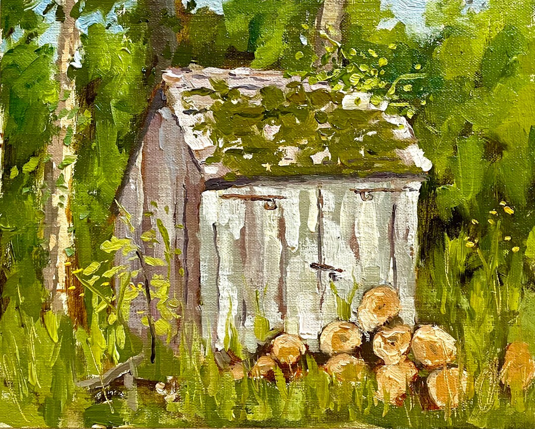 Barn Landscape Oil Painting, Unframed Original, Impressionist Old Shed ...