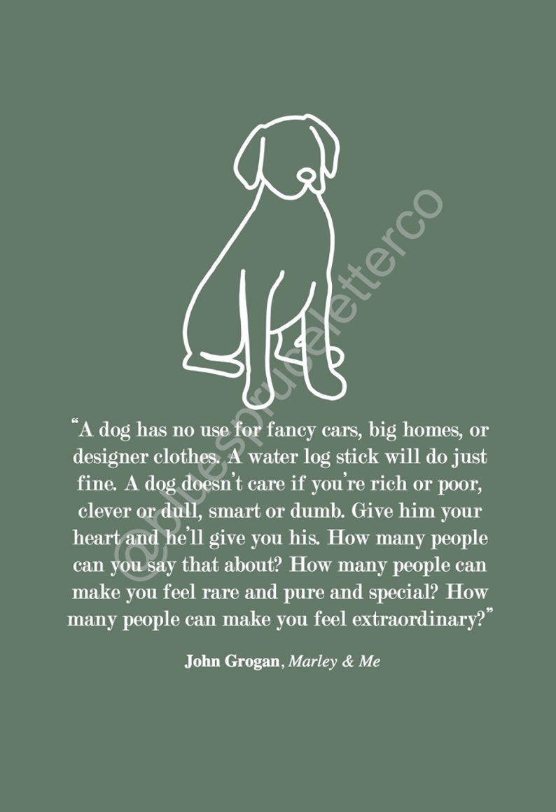 Marley & Me Quote Print / Dog Print / Hunter Green / Dog Home Decor ...