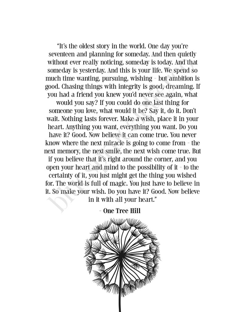 One Tree Hill Full Finale Quote / 11x14 / It's the Oldest Story in the ...