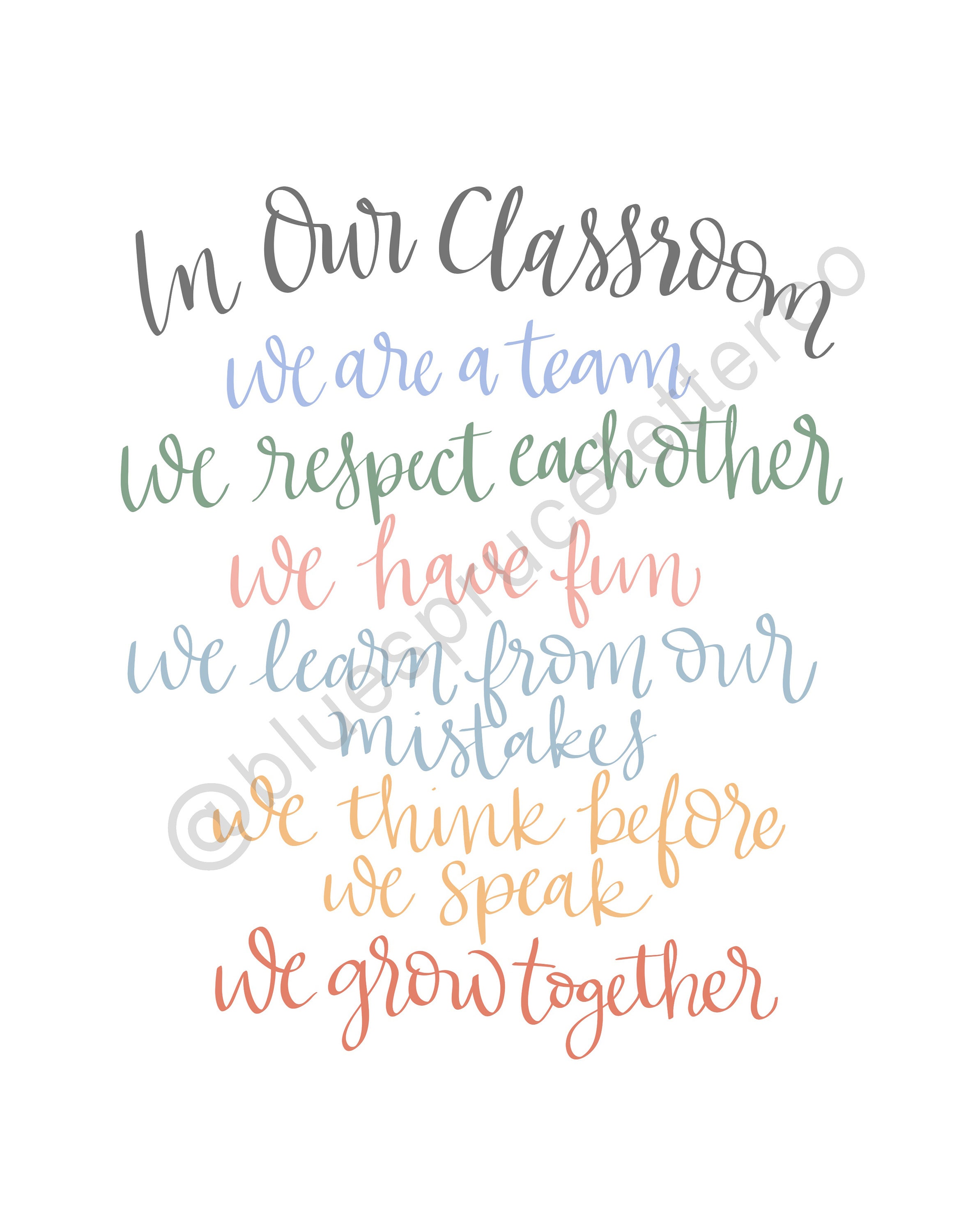 In Our Classroom Print / 11x14 / Classroom Rules Print / Digital ...