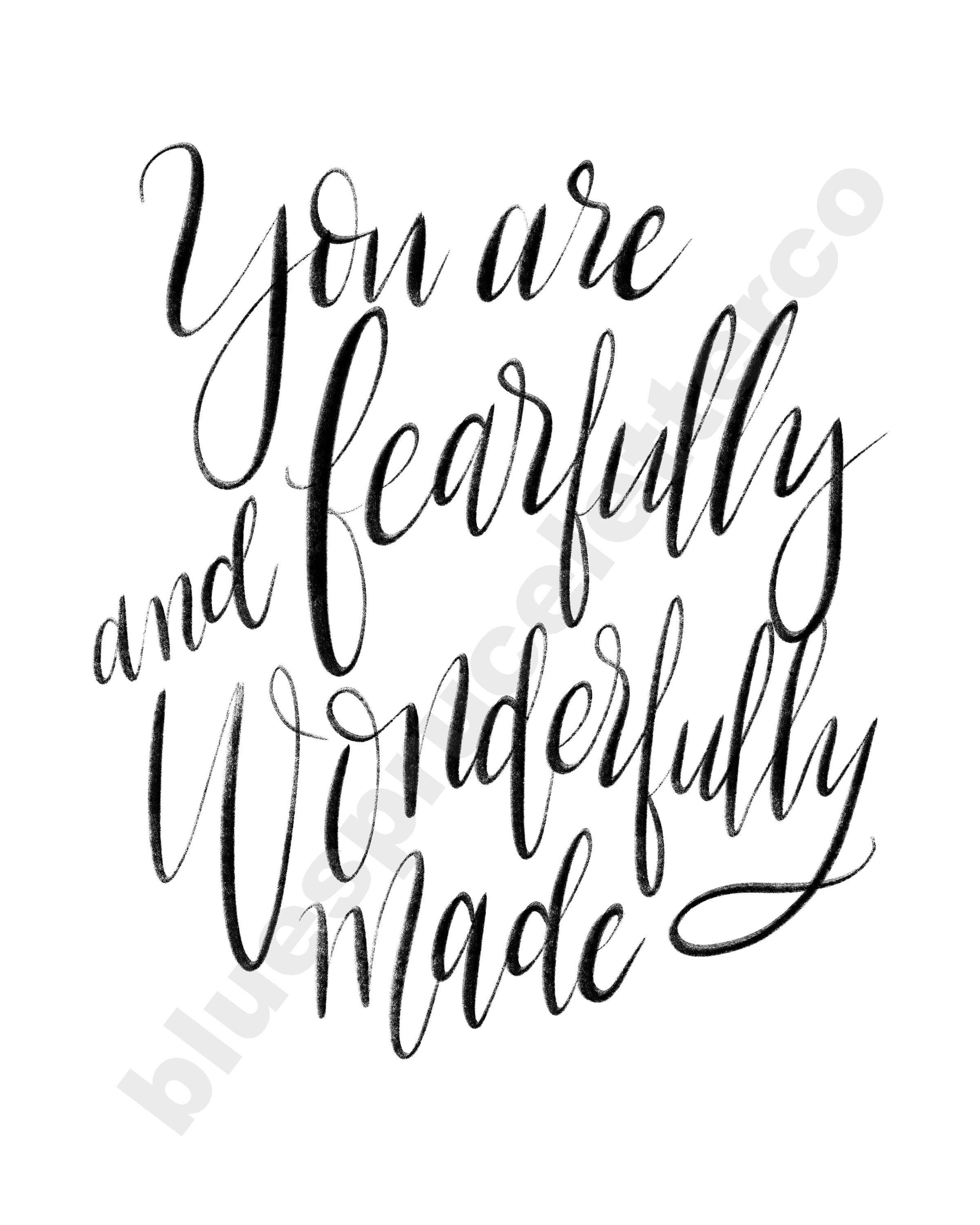 Fearfully & Wonderfully Made / Inspirational Print / Digital Download ...