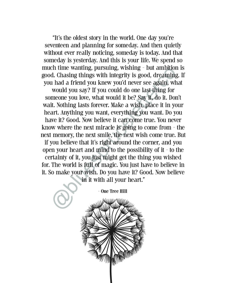 One Tree Hill Full Finale Quote / 8x10 / It's the Oldest Story in the ...