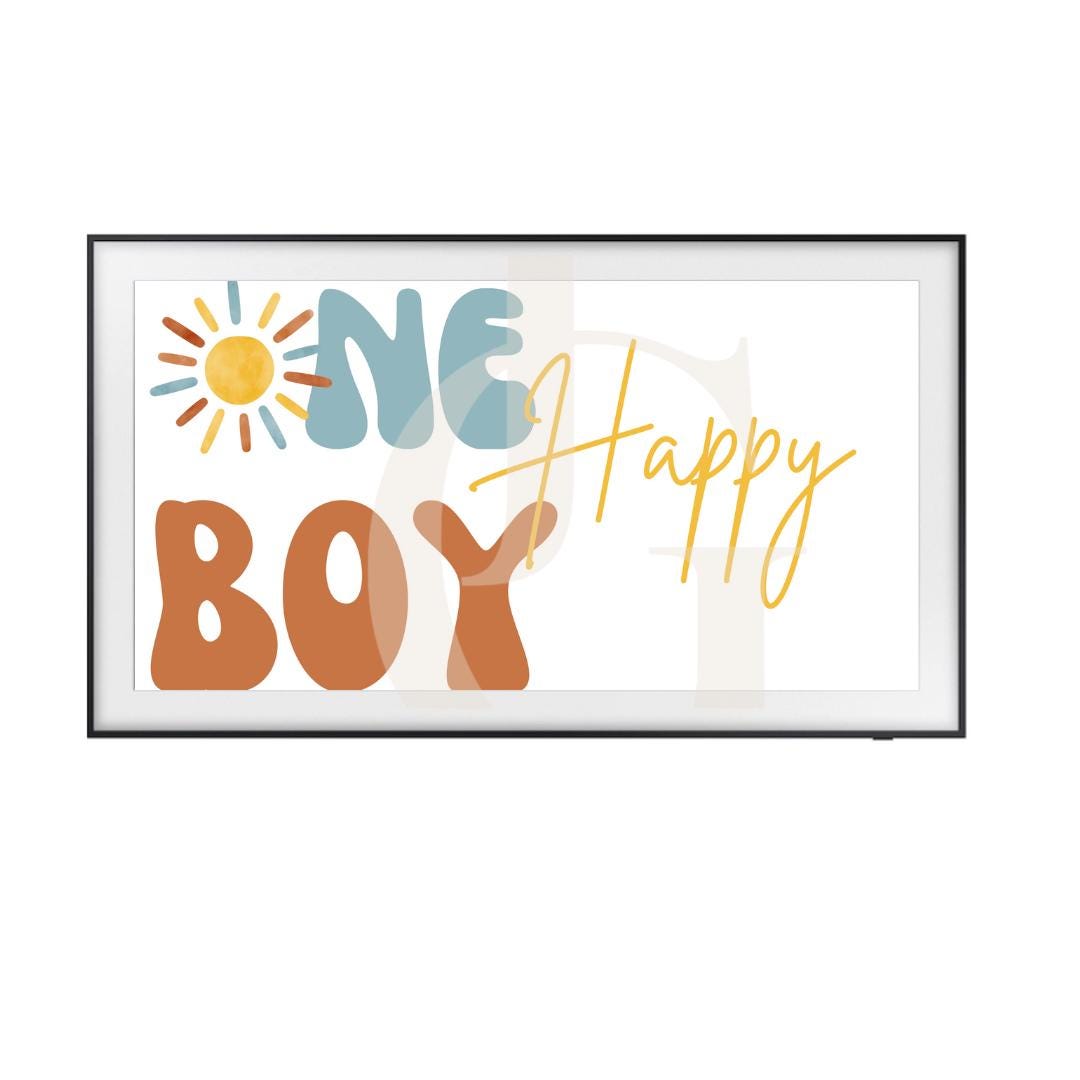 One Happy Boy Frame TV Art | First Birthday Decor | Sun/son First ...