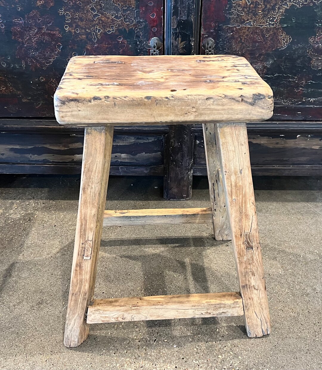 Antique Primitive Elm Wood Farm Stool - Etsy