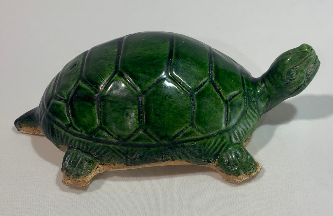 Traditional Glazed Terracotta Green Turtle - Etsy