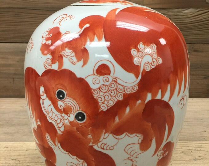 Vintage Chinese Red Foo Dog /guardian Lions - Etsy
