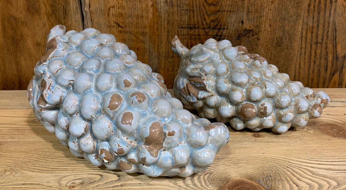 Large Pair of Ceramic Grapes Gray Color Finish | Etsy