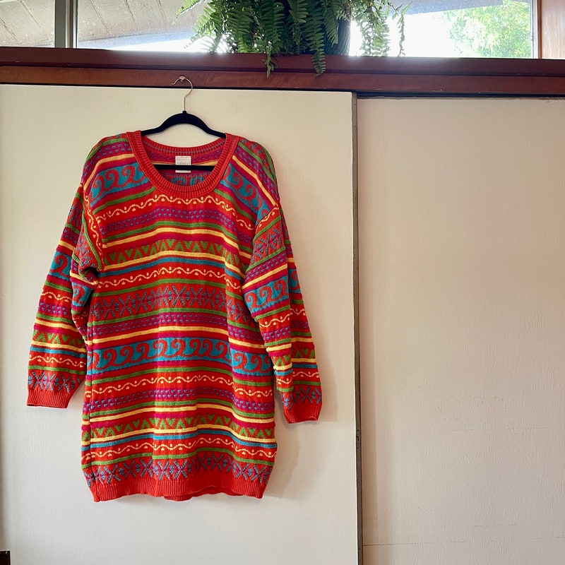 90s Colorful Sweater - Etsy