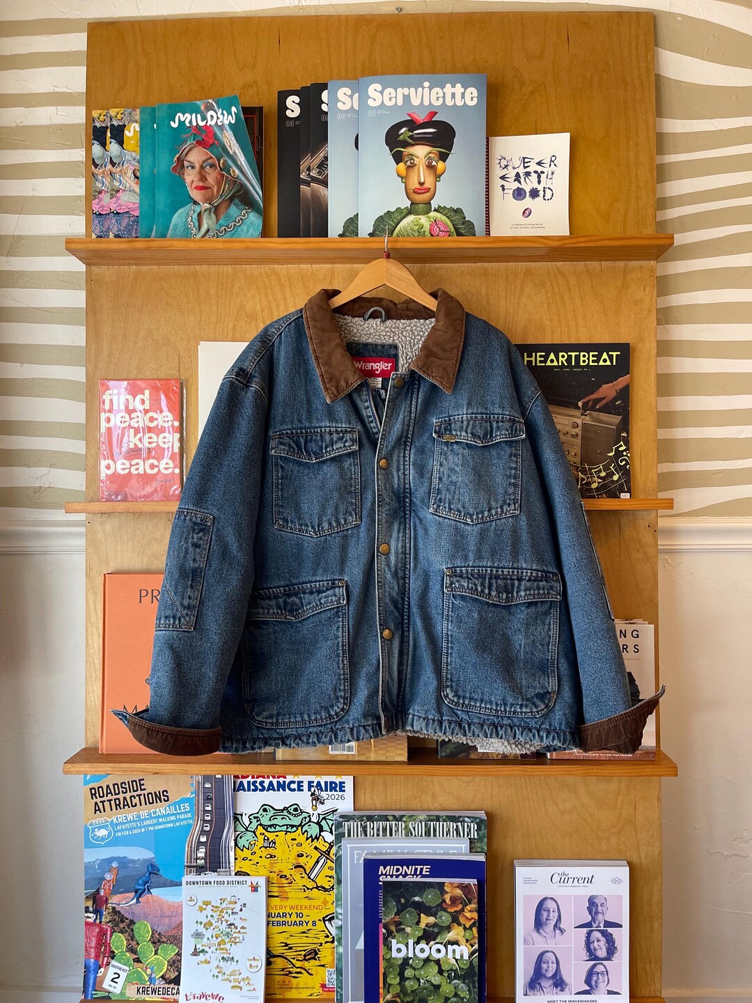 Vintage Wrangler Denim Chore Jacket Barn Coat Briwn Corduroy Collar and ...