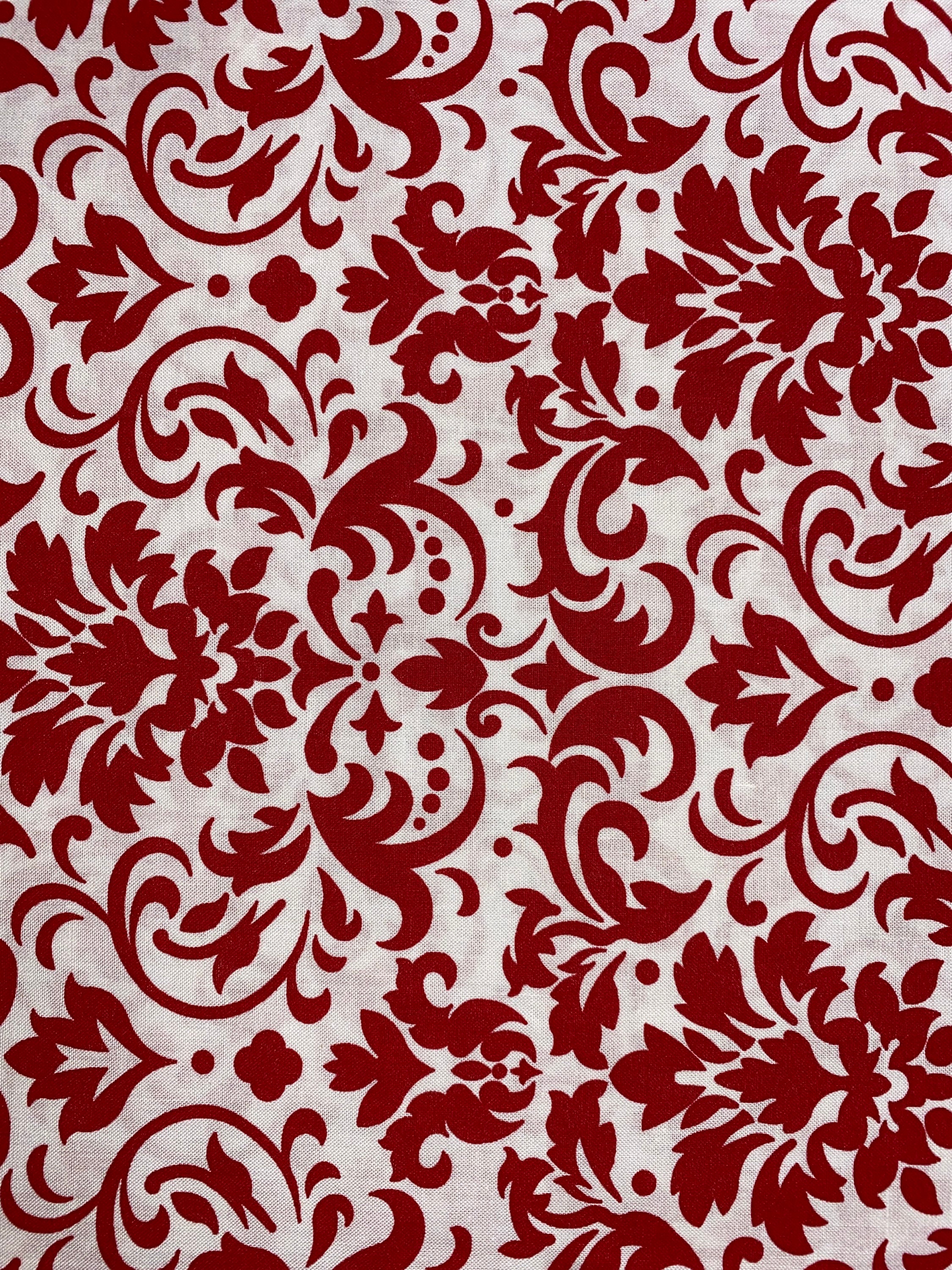 Red And White Damask Pattern