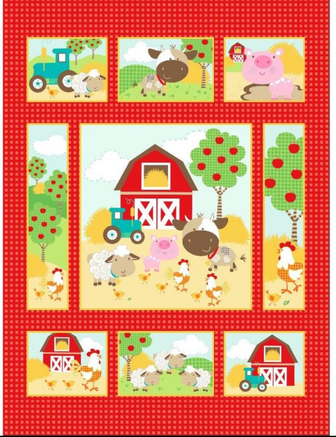 Farm Yard Baby Panel, Barn Yard Panel, Farm Baby Panel, 100% Cotton ...