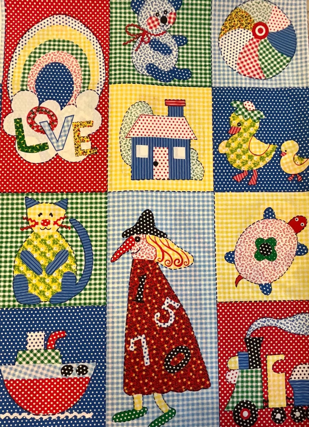 Vintage Children’s Fabric, Springs Industries Fabric, Vintage Patchwork ...