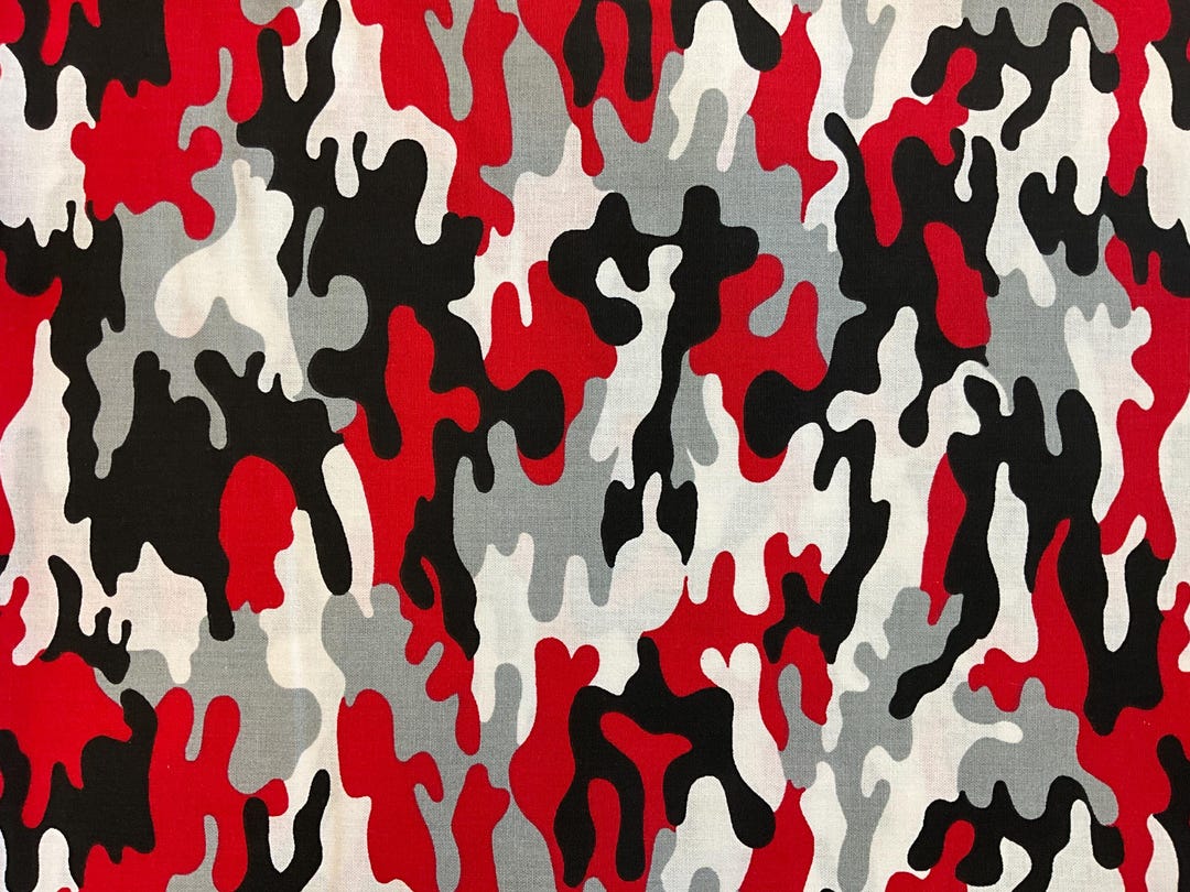 Kickin Camo Fabric Red Camo Fabric, Red Black White Camo Fabric ...