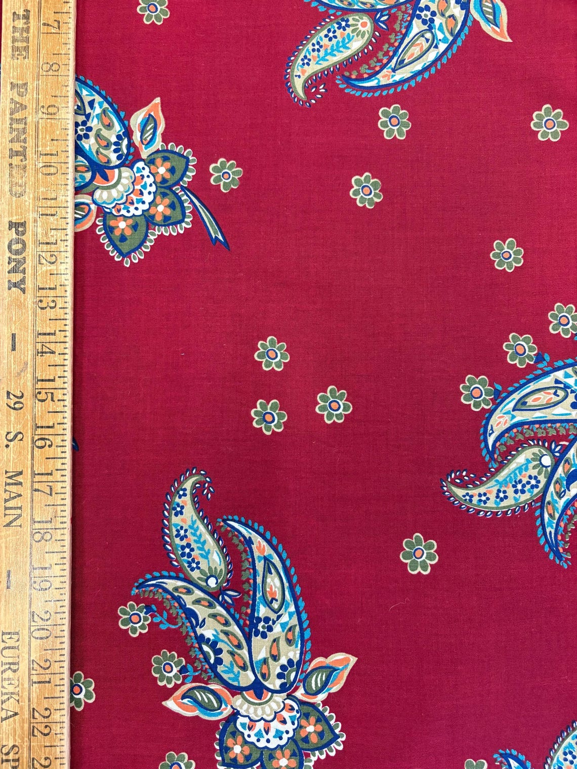 Vintage Cranston Print Works Schwartz Liebman Textiles Maroon Cranberry ...