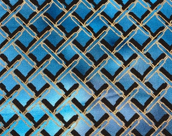 Blue Lattice Fabric - Etsy