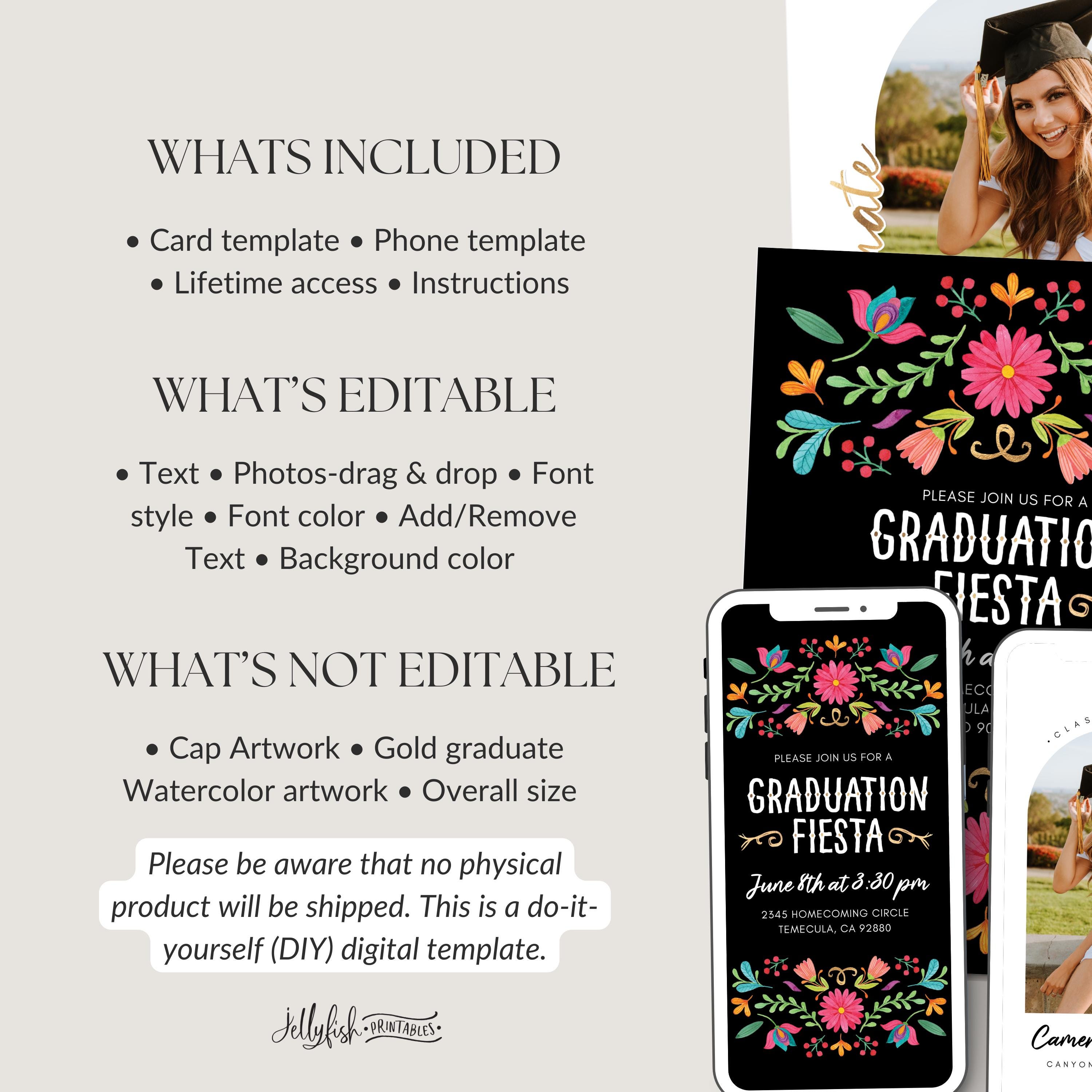 Fiesta Graduation Invitation Template Bundle | Printable Card and ...