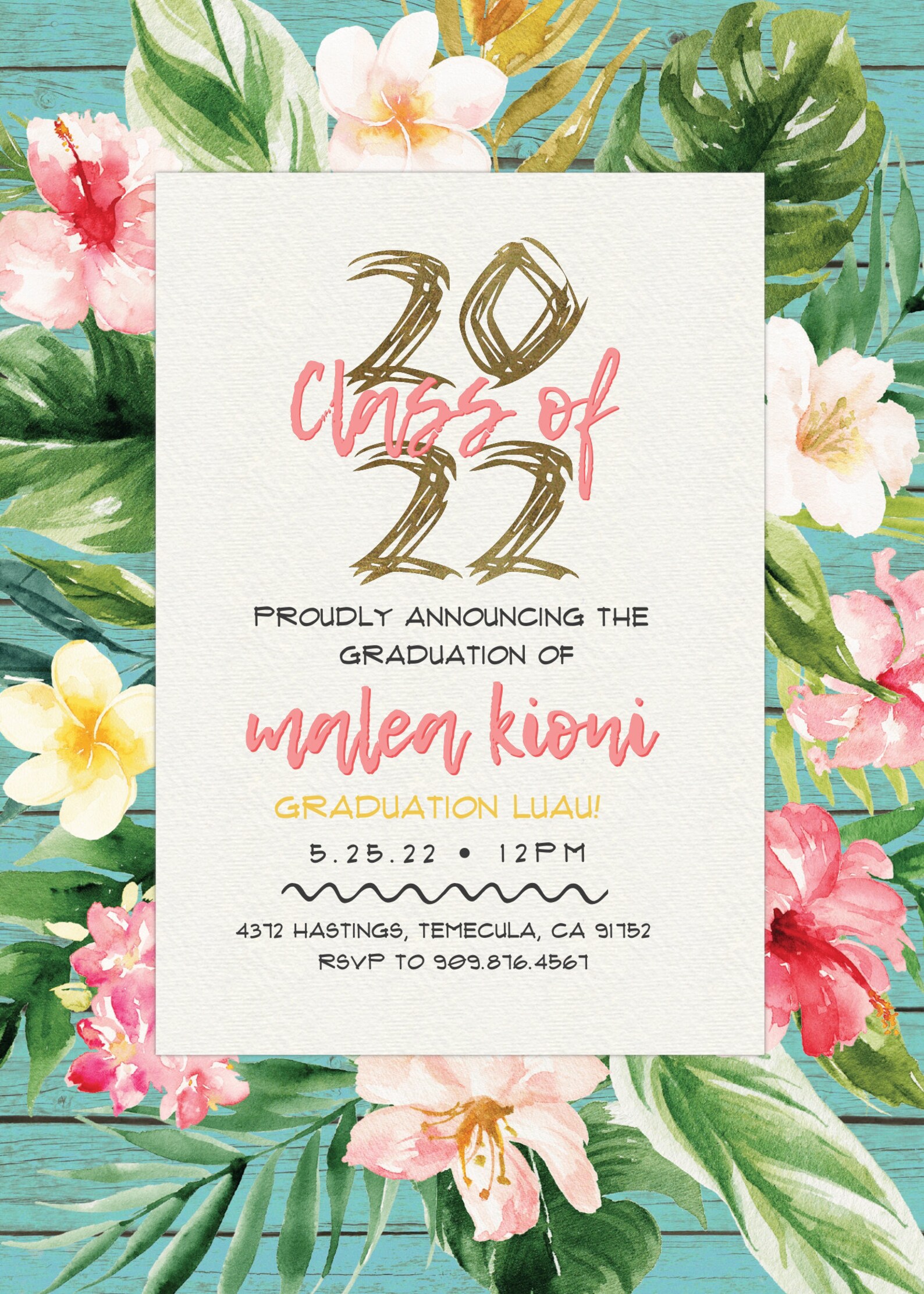 Luau Graduation Party Invitation Template Editable Graduation | Etsy