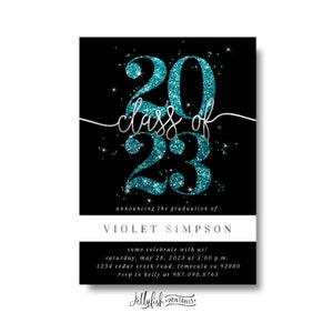 Teal Graduation Party Invitation Template Editable Graduation - Etsy