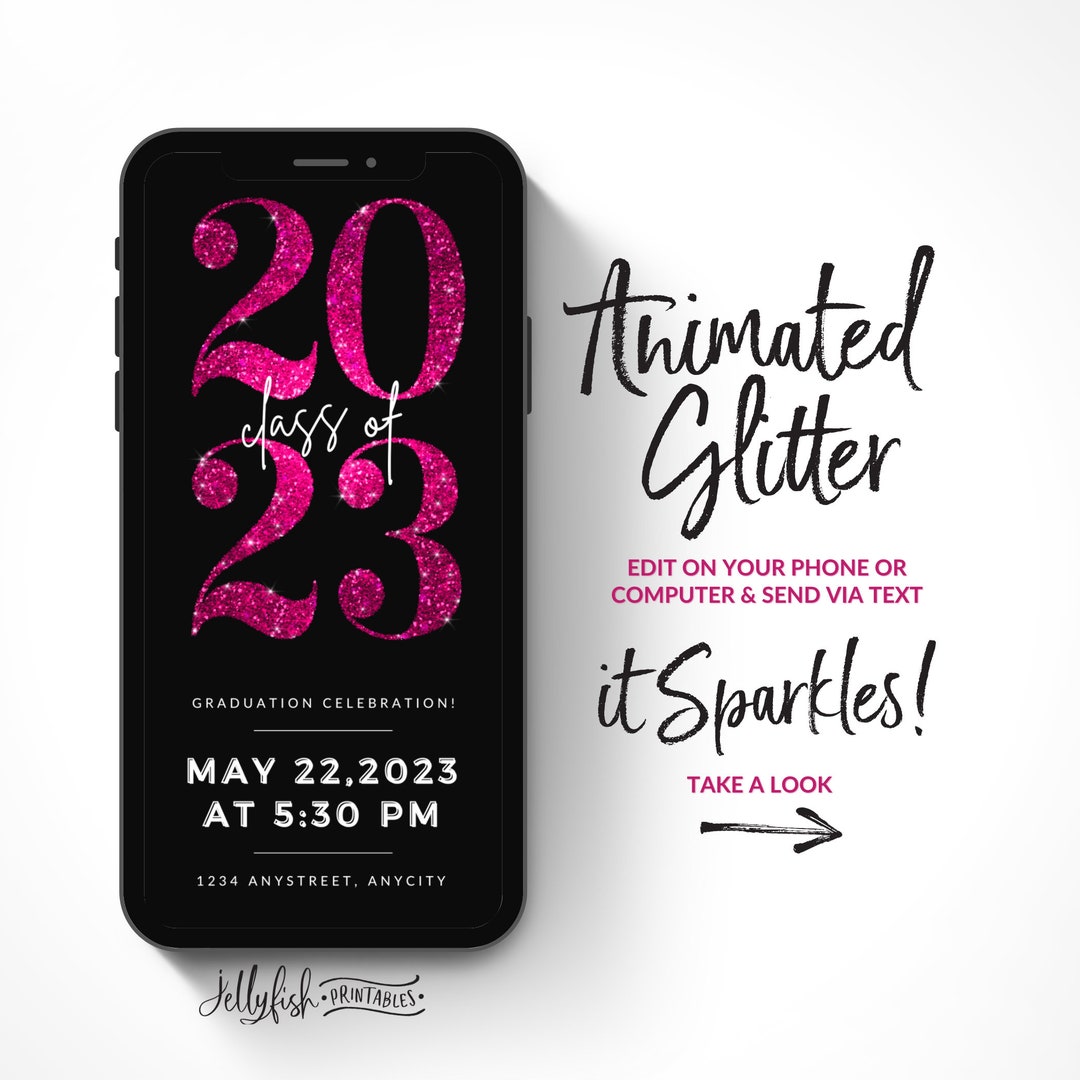 Hot Pink Graduation Invitation Template 2023 Instant - Etsy