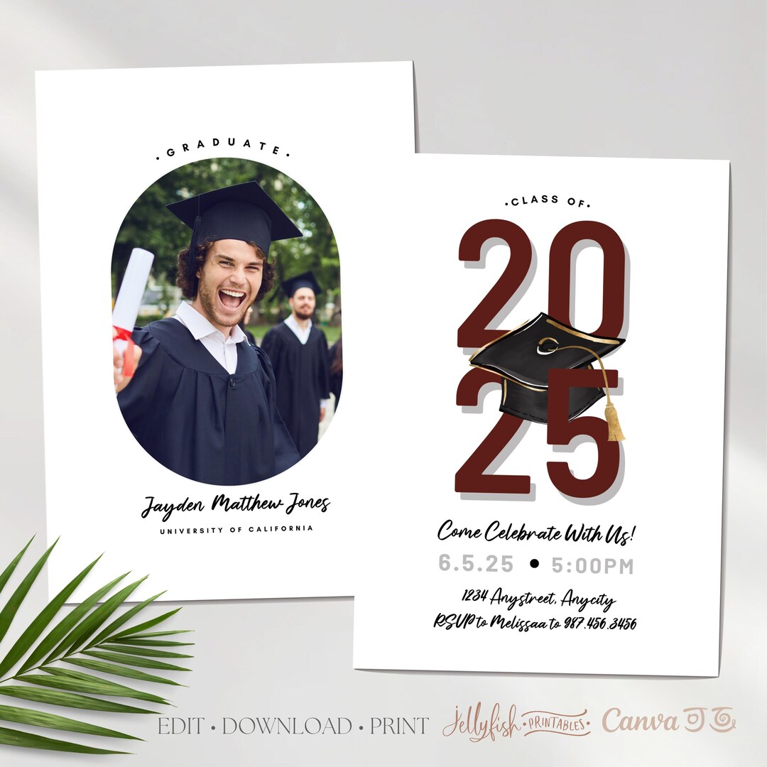 2025 Graduation Party Invitation Template | Editable Grad Announcement ...