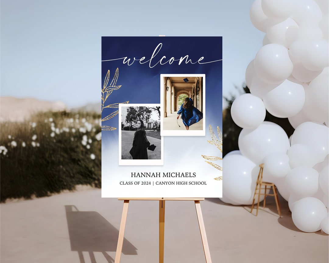 Photo Graduation Welcome Sign Template Graduation Decorations 2025 Grad ...