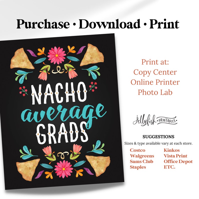 Nacho Average Grads Party Sign Nacho Bar Sign Fiesta - Etsy