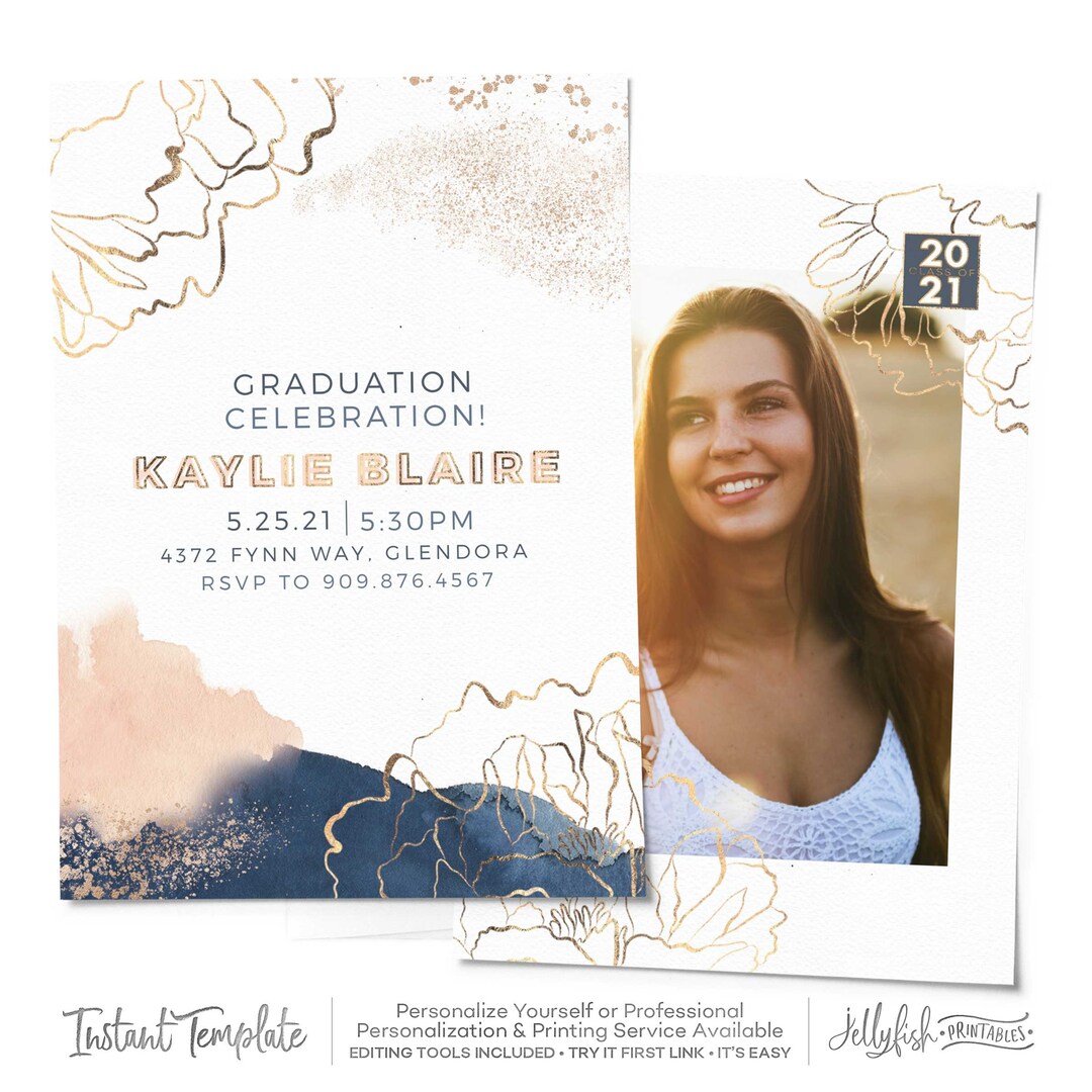 Simple Graduation Party Invitation Template Editable - Etsy
