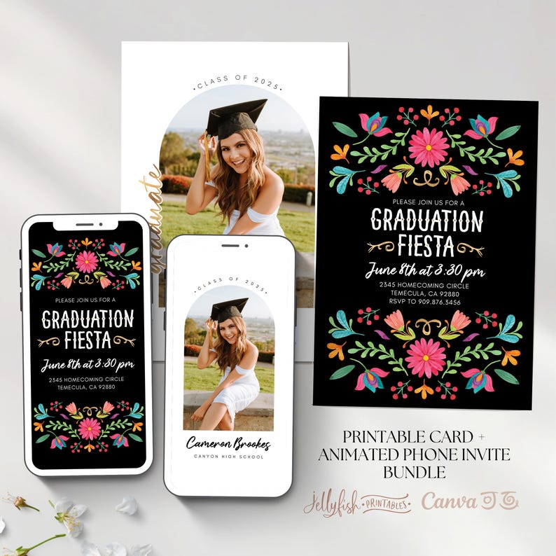 Fiesta Graduation Invitation Template Bundle | Printable Card and ...