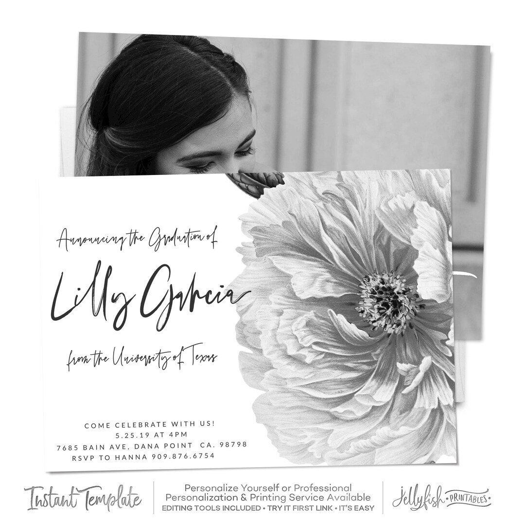 Simple Graduation Party Invitation Template Editable Graduation ...