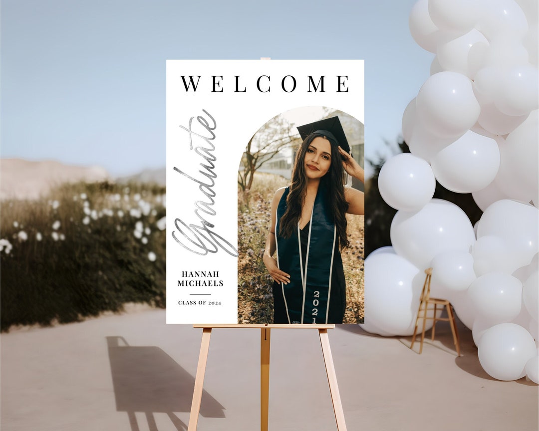 Photo Graduation Welcome Sign Template Graduation Decorations 2025 Grad ...