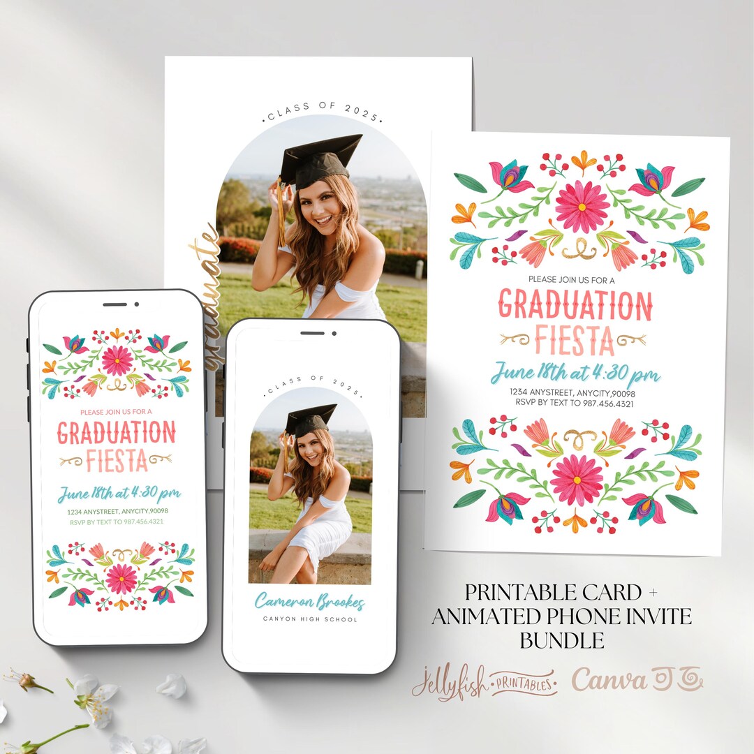 Fiesta Graduation Invitation Template Bundle | Printable Card and ...