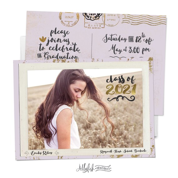 Vintage Postcard Graduation Invitation 2021 Graduation Party | Etsy