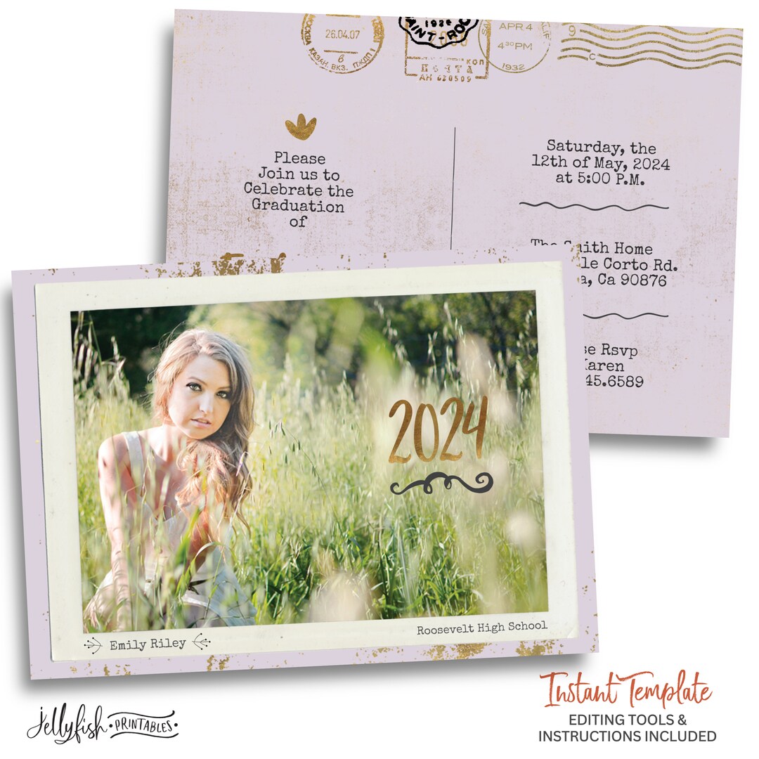 Vintage Postcard Graduation Invitation 2024 Graduation Party Invite ...