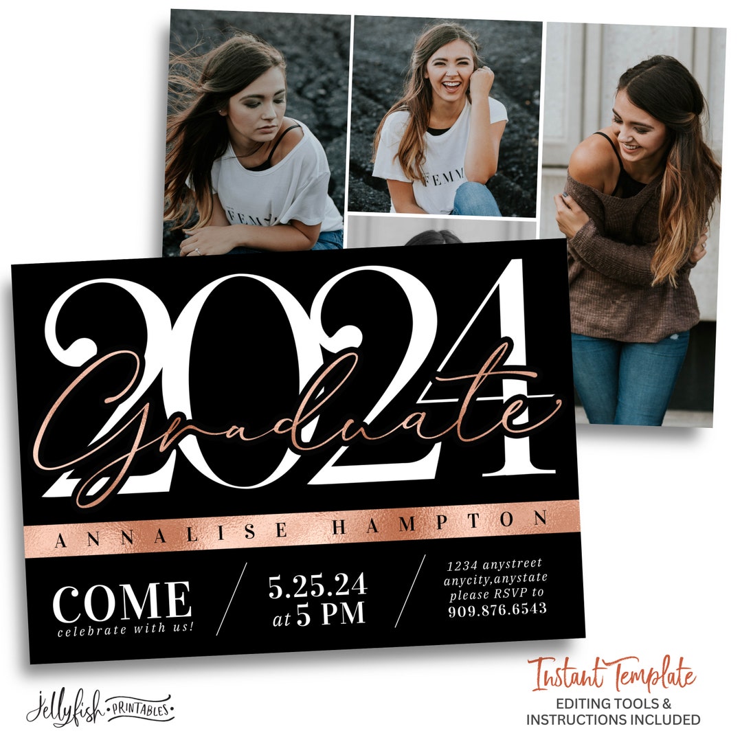2024 Graduation Party Invitation Template Editable Graduation ...