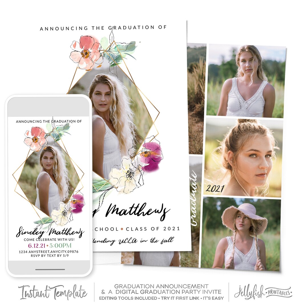 Digital Graduation Party Invitation Template Editable Graduation ...