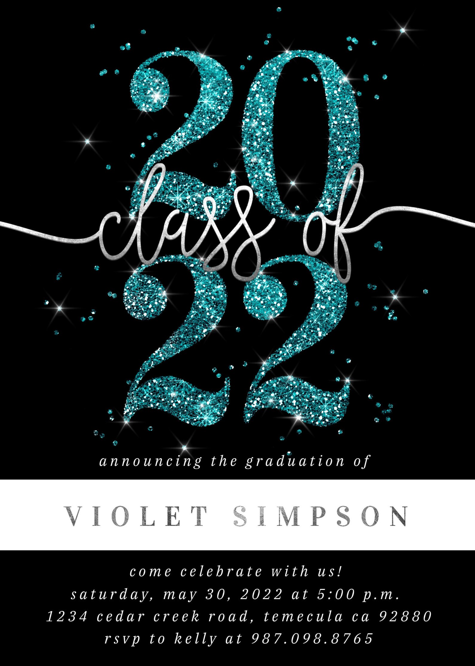 Teal Graduation Party Invitation Template Editable Graduation - Etsy