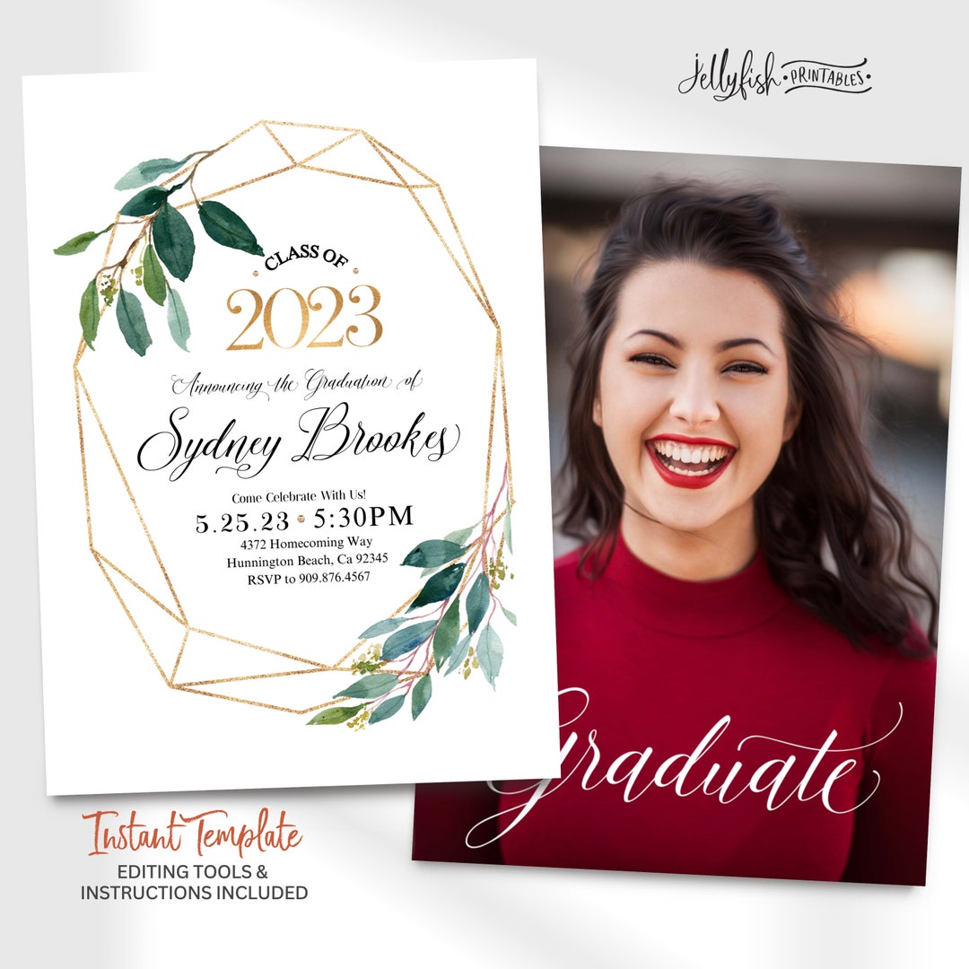 Simple Graduation Party Invitation Template Editable Graduation ...