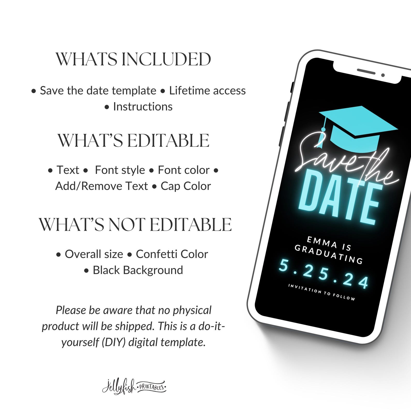 Graduation Save the Date Template for Texting, Save the Date Text ...
