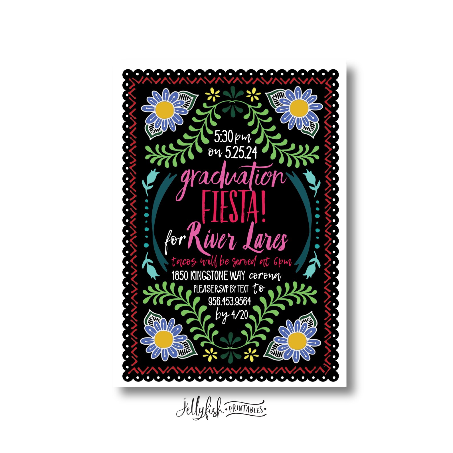 Fiesta Graduation Party Invitation Template Editable Graduation ...