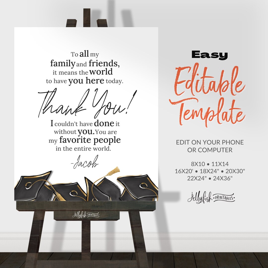 Graduation Thank You Sign Template | Graduation Decorations 2025 | Grad ...