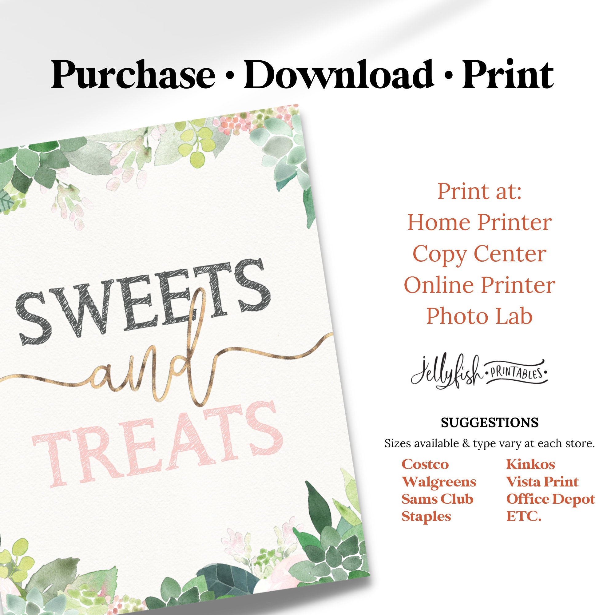 Sweets and Treats Printable Sign Printed Dessert Table Sign Graduation ...