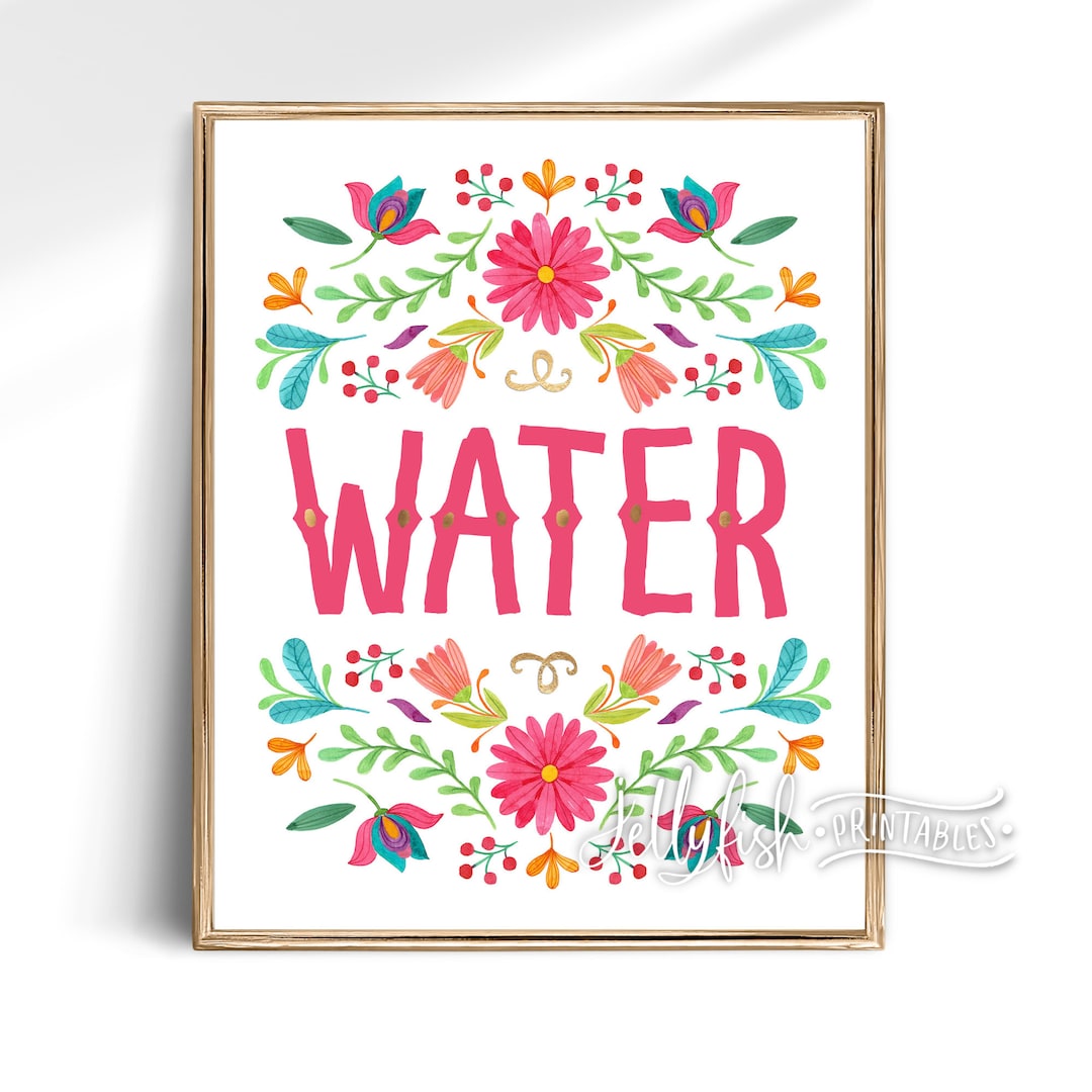Printable Water Sign Printed Beverage Signs Party Decorations Shower ...