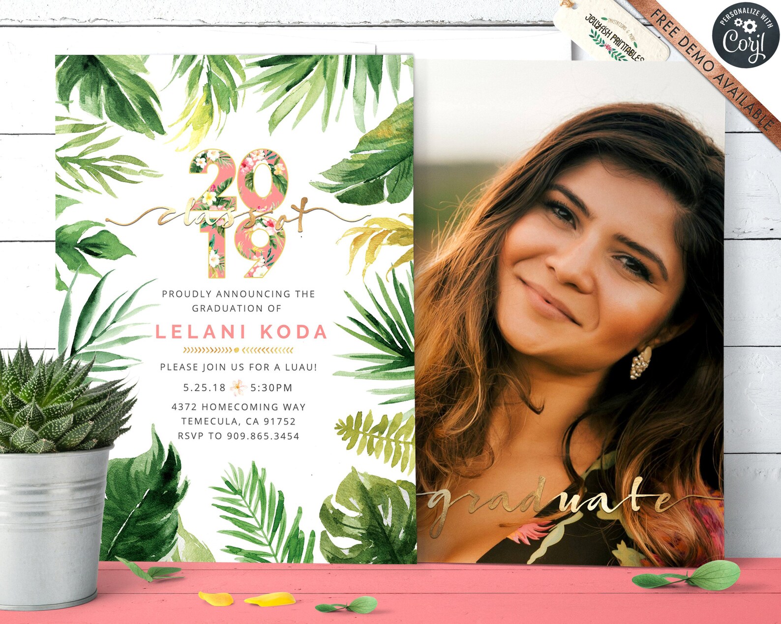 Luau Graduation Party Invitation Template Editable Graduation | Etsy