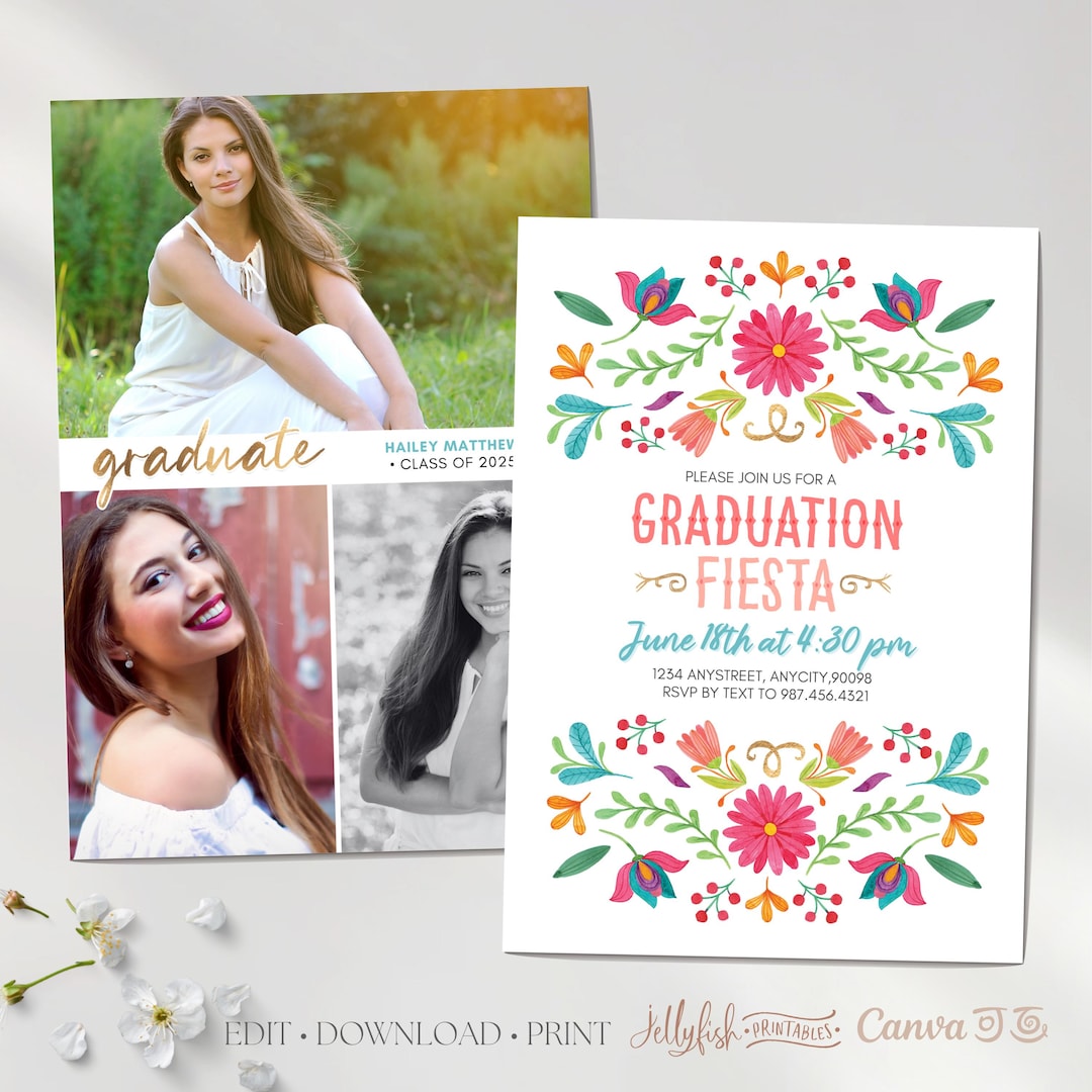 Fiesta Graduation Party Invitation Template | Editable Grad ...