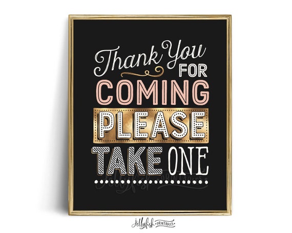 Party Favor Sign Take One Sign Thank You for Coming Sign - Etsy