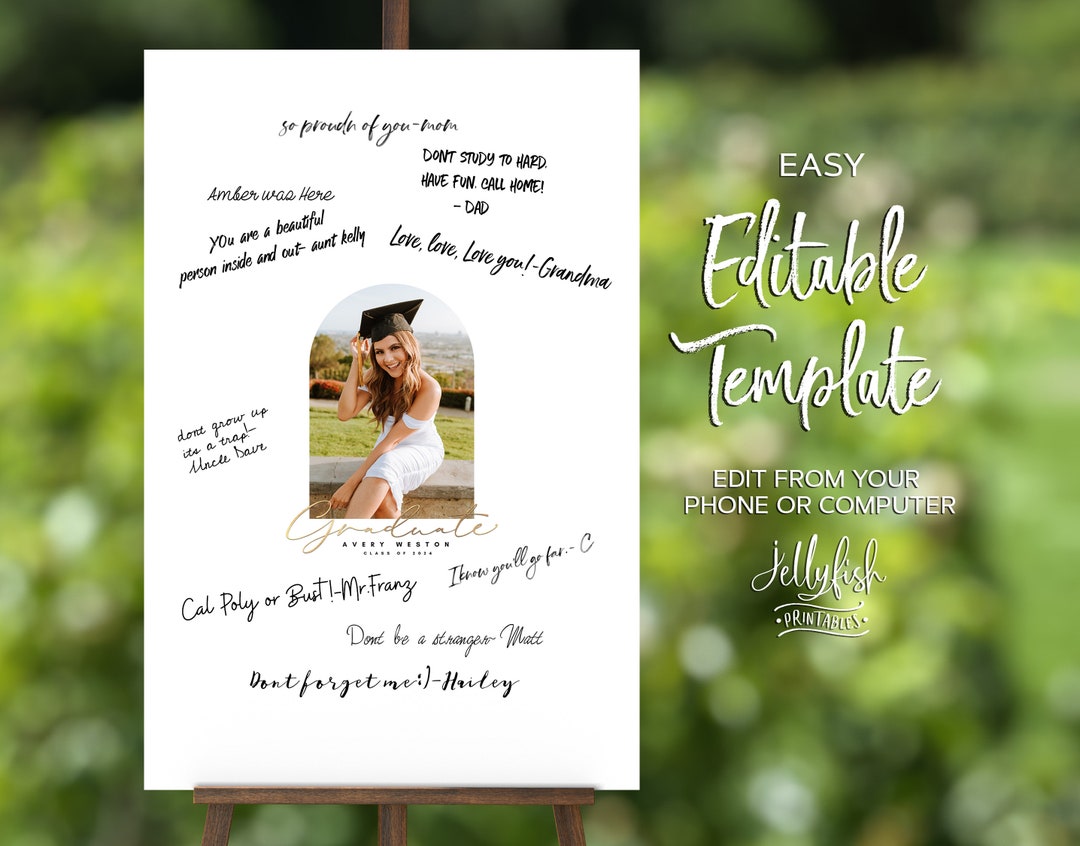 Graduation Signature Board Template, Signature Sign, Graduate Poster ...